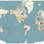 World Map old colors illustration: countries, cities, water objects ...