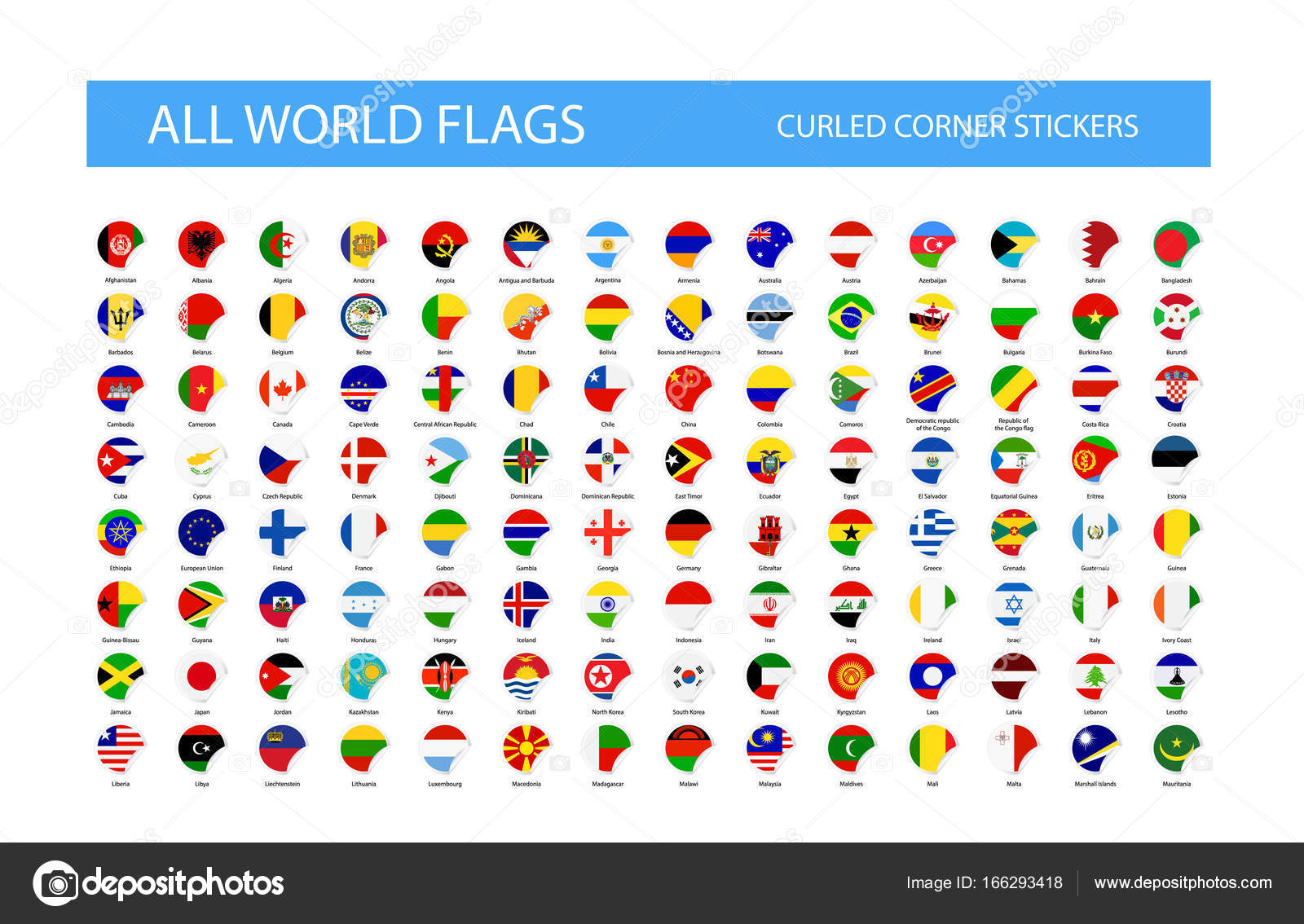 Round Curled Corner World Flags. Part 1 Stock Vector Image by ©Livenart ...
