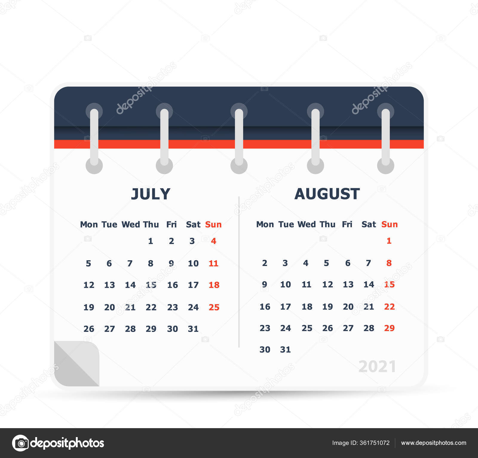 July August Calendar 2021