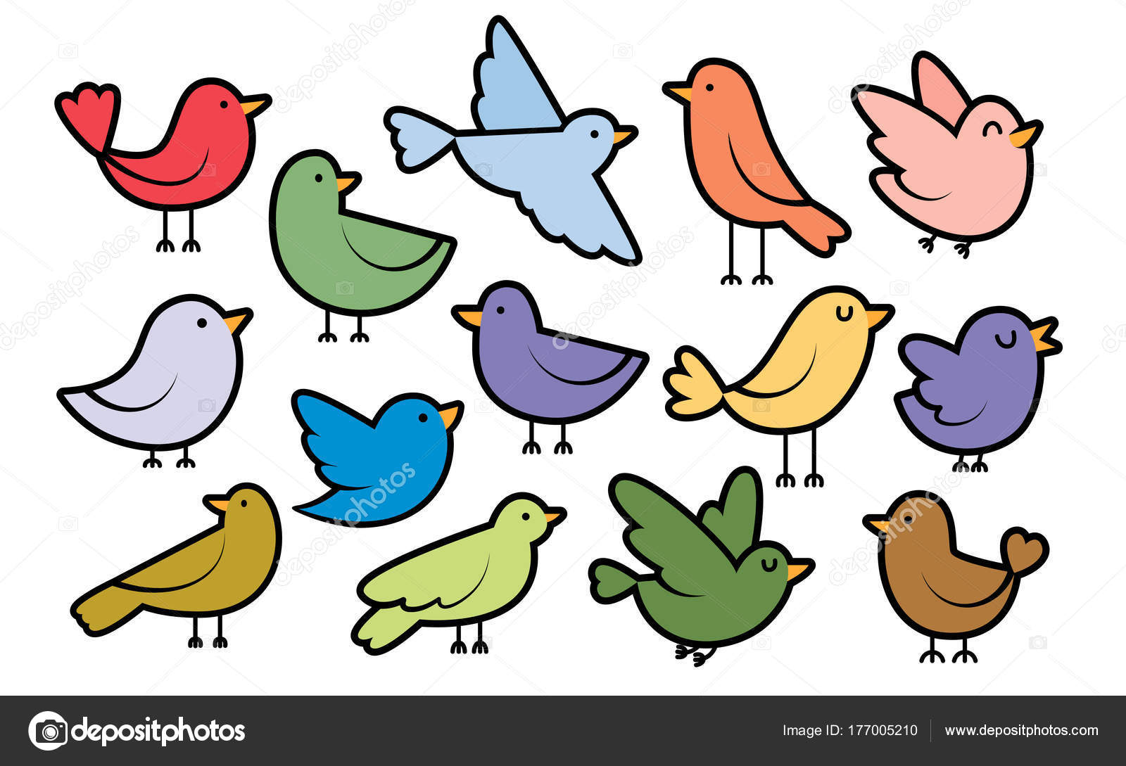 Lindas aves de dibujos animados aisladas sobre fondo blanco Vector de stock por ©Aratehortua ...