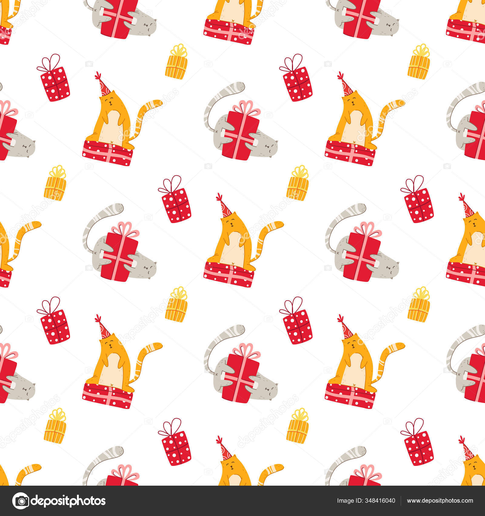 Cats birthday party pattern - vector Stock Vector by ©Sunniwa 348416040
