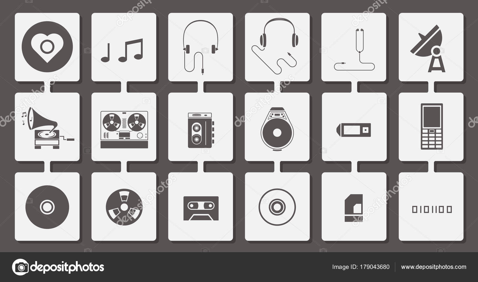 Music media icon set Stock Vector Image by ©kerdazz7 #179043680