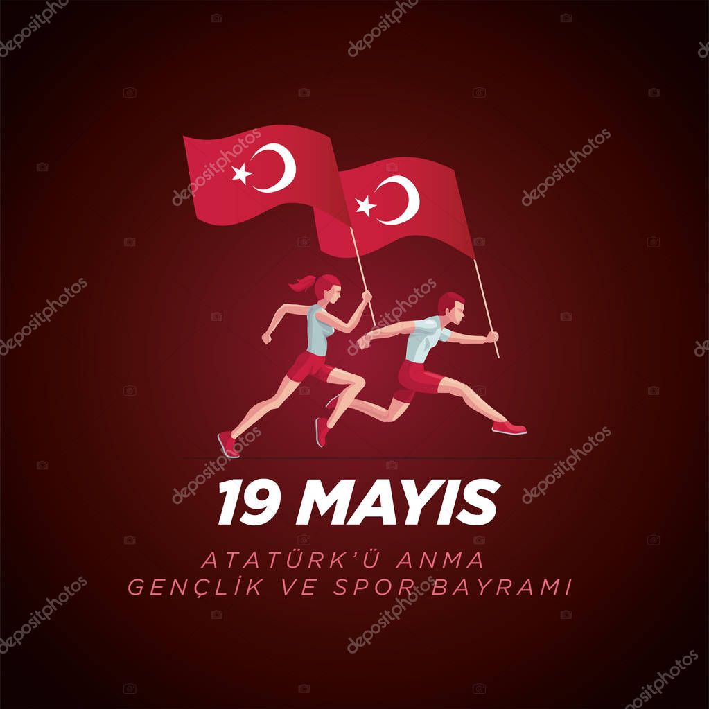19 Mayis Atatürk 'u Anma Genclik ve Spor Bayrami Stok Vektörü ...