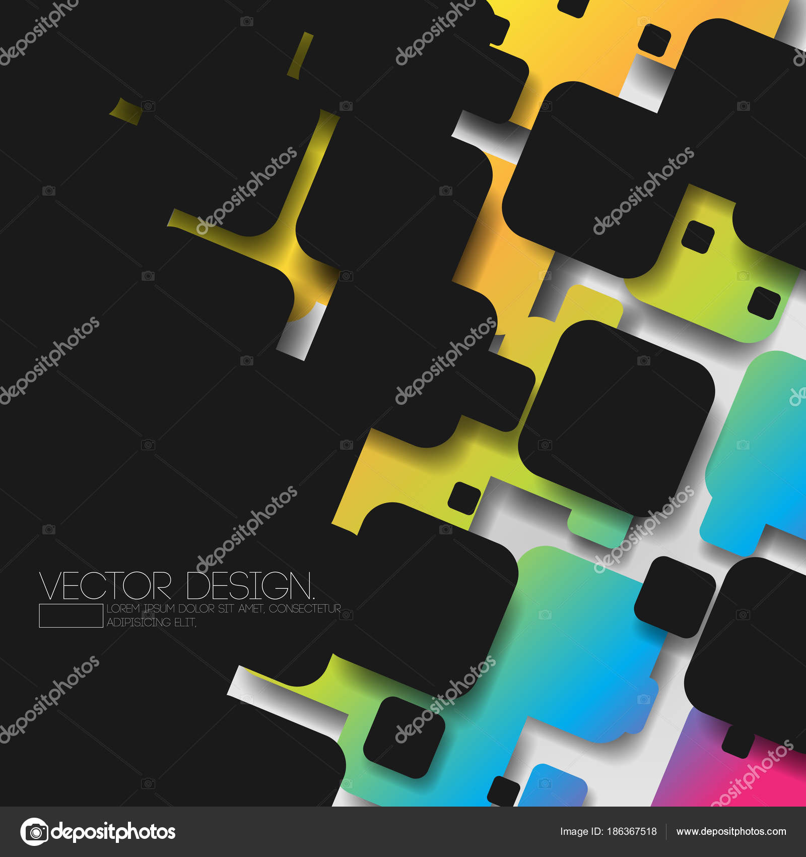 Overlapping Silhouette Rounded Corner Square Multicolor Concept Stock Vector Image by ...