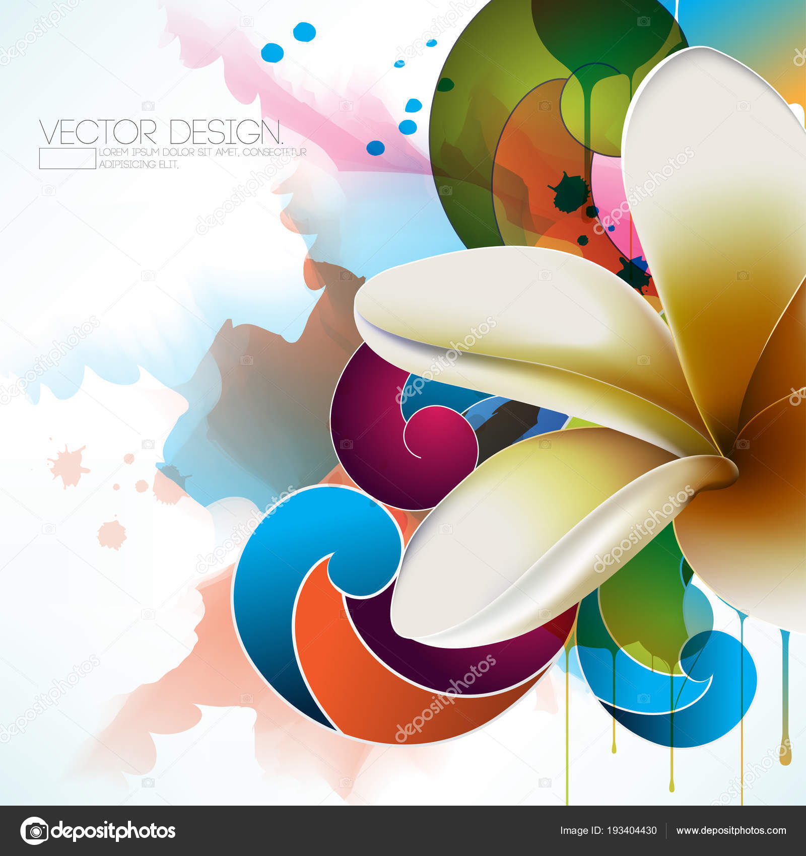 Realistic Flower Ink Splattered Background Stock Vector Image by ...