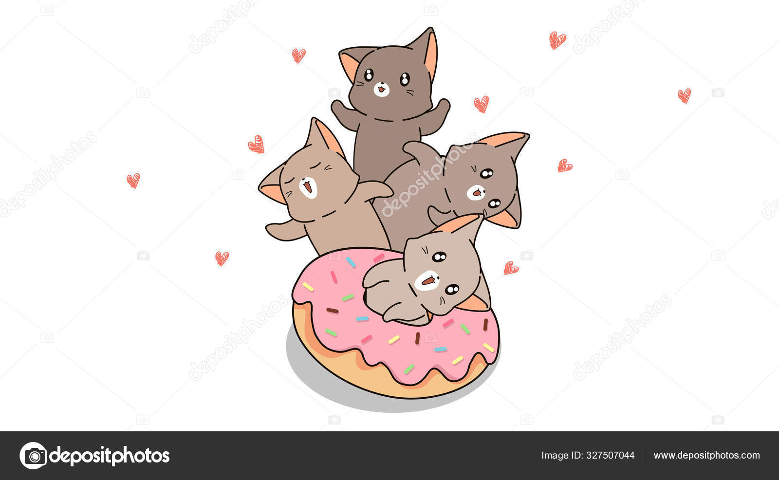 Banner Cat Characters Pink Doughnut Stock Vector by ©Valueinvestor ...