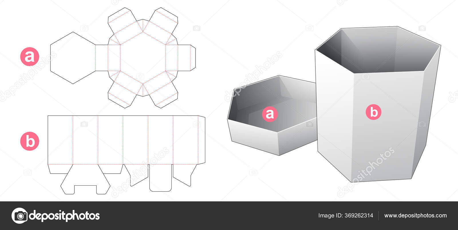 Plantilla De Caja Hexagonal Alta