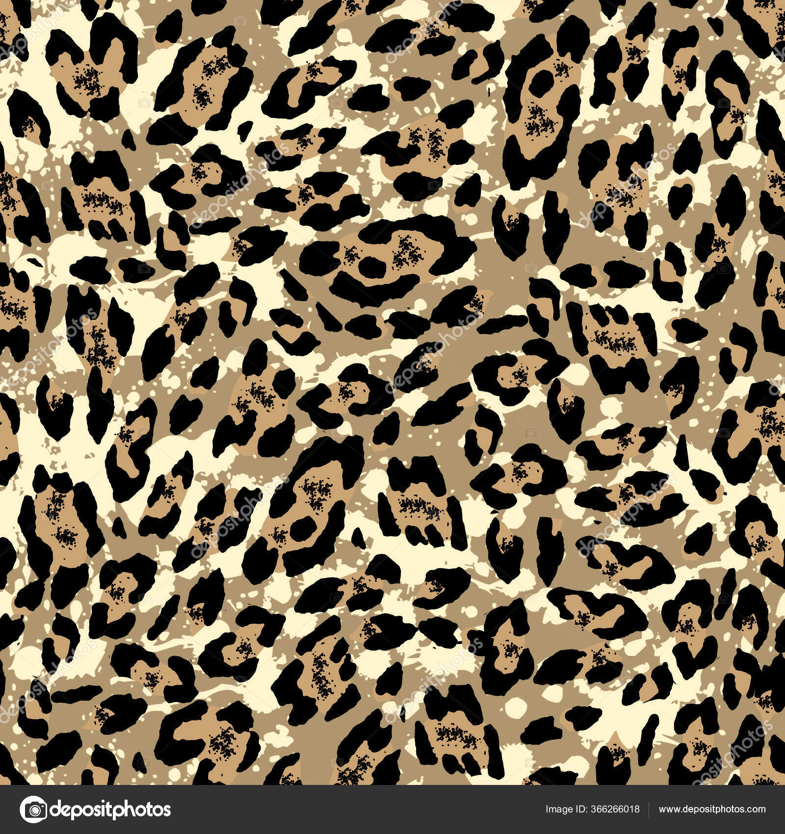 Leopard Fur Texture Skin Hand Draw Illustration Seamless Pattern Stock ...