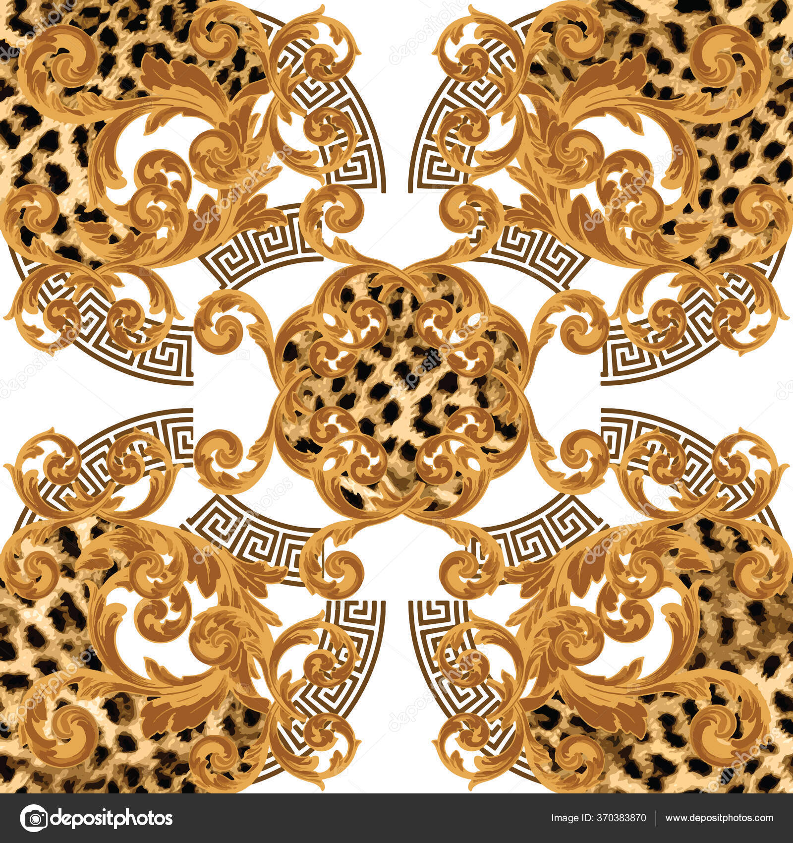 Baroque Gold Color Greek Design Leaves Seamless Pattern Design — Stock ...