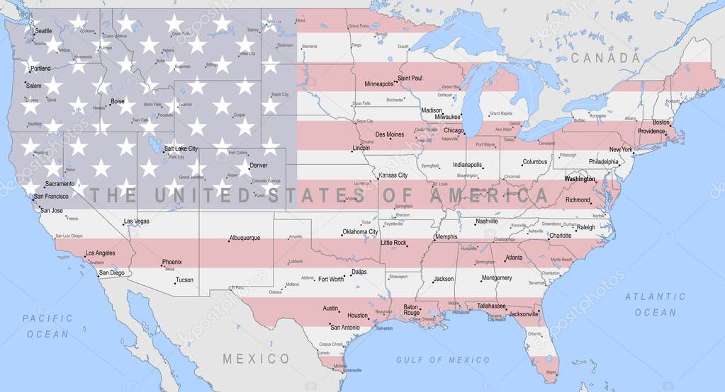 United States of America political map / Detailed vector a large color ...