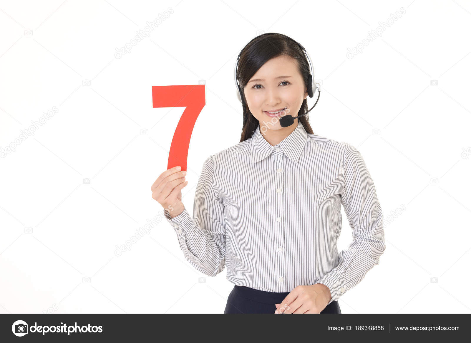 Smiling Call Center Operator Number — Stock Photo © liza5450 #189348858