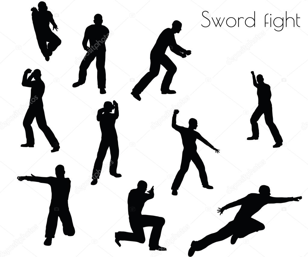 Man in swordfight Action pose — Stock Vector © Istanbul2009 #127433264