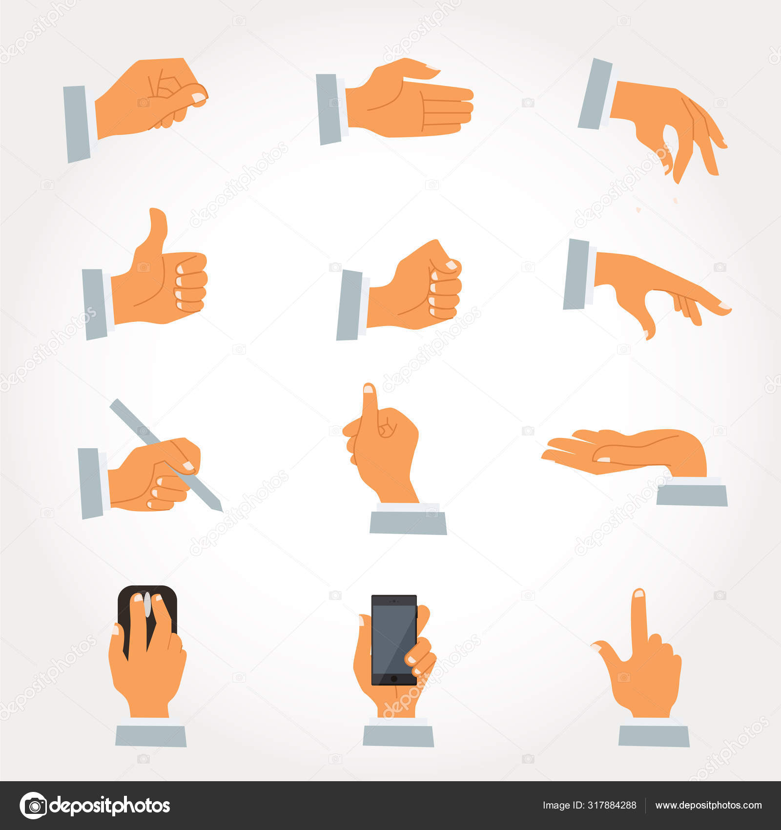 Human hand gestures and signs. Stock Illustration by ©iriselmo #317884288