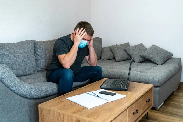 Coronavirus. Man tired of work and headache Business man in quarantine ...