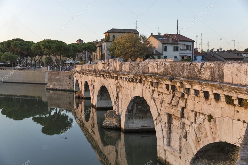 Bridge of Tiberius in Rimini, Italy. — Stock Photo © panama7 #128239976