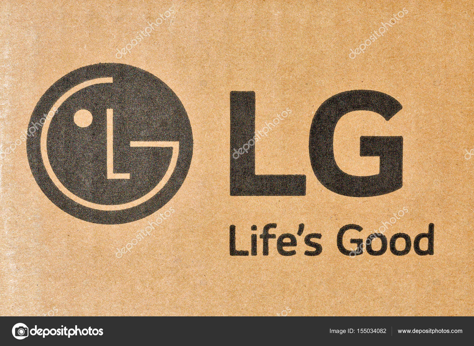 LG company logo on carton box closeup. — Stock Editorial Photo ...