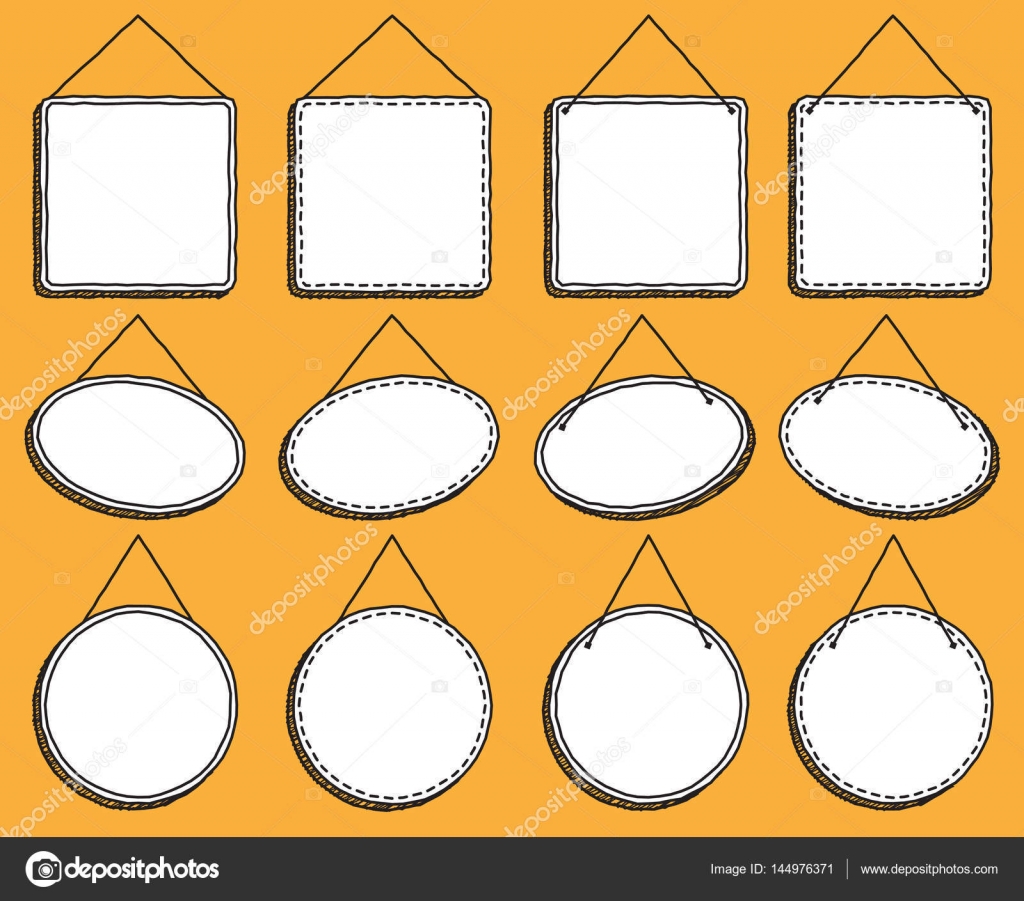 Doodle Style Hanging Signs or Frames in Vector Format Stock Vector ...