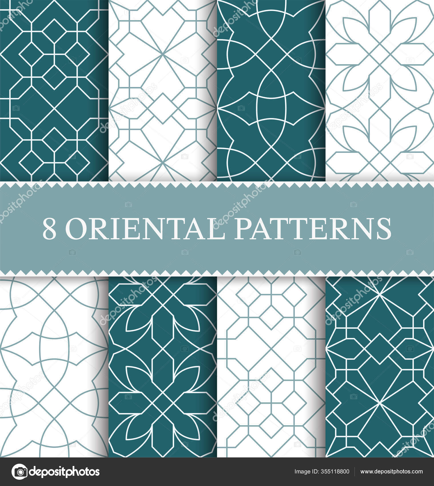 Set Traditional Arabian Seamless Pattern Vector Illustration Stock ...