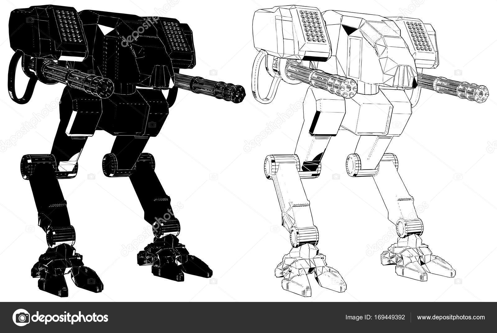 Battle Combat Robot Vector Stock Vector Image by ©NesaCera #169449392