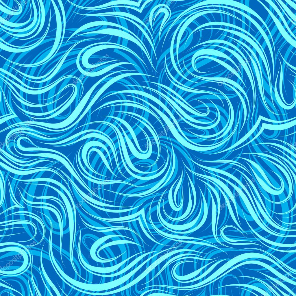 Patrón vectorial inconsútil de líneas fluidas de color turquesa lisas ...