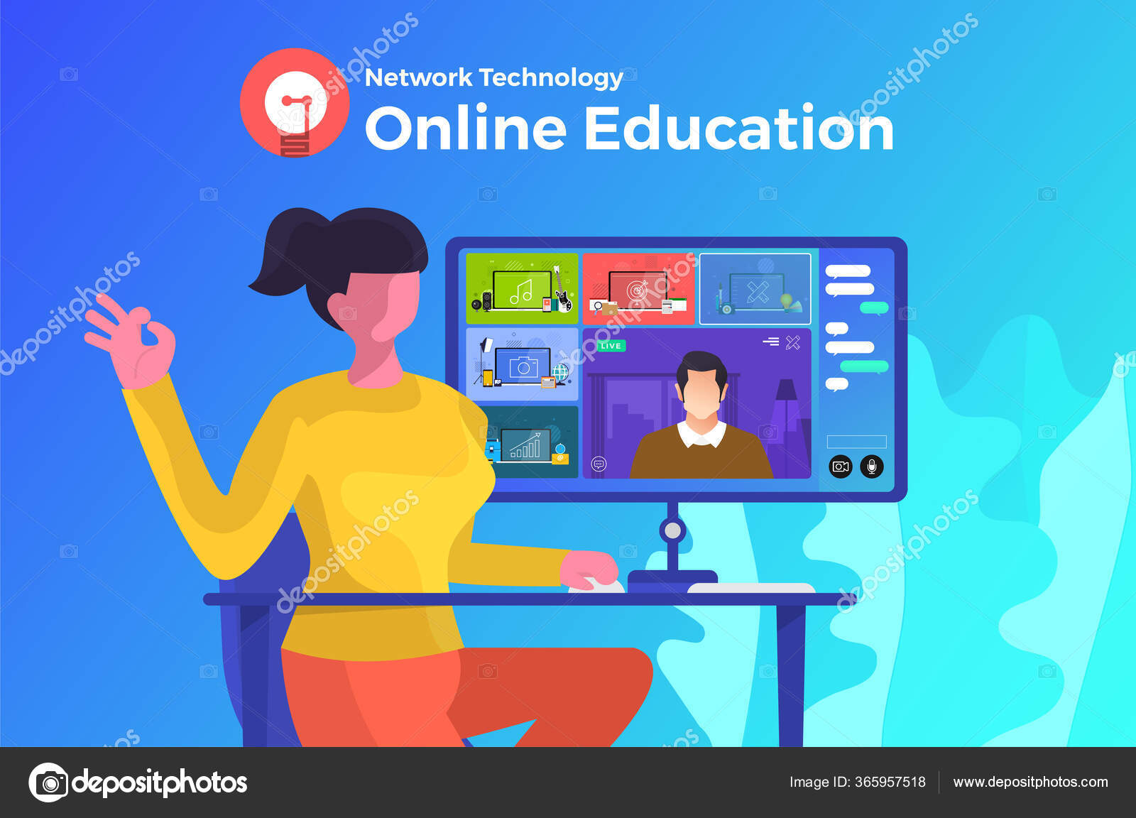 Illustrations Flat Design Concept Online Education Learning Course ...