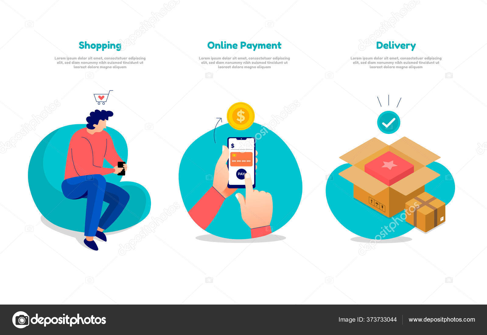 Illustration Flat Design Concept Mobile Payment Money Transfer Stock ...