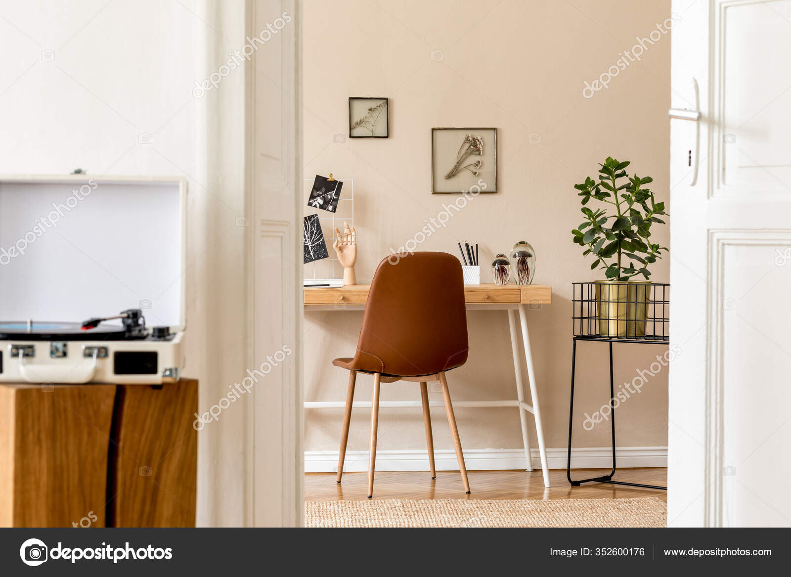 Beige Table Various Interior Details Interior Design Stock Photo by ...