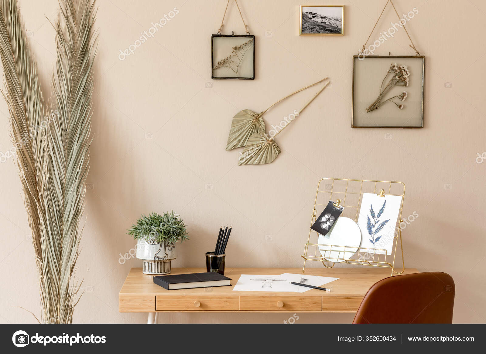 Beige Table Various Interior Details Interior Design Stock Photo by ...