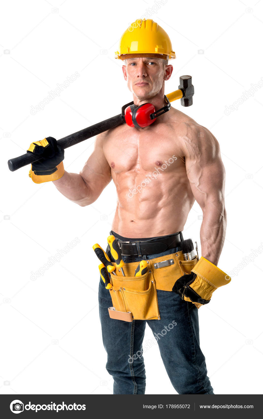 Strong construction worker Stock Photo by ©luislouro 178955072