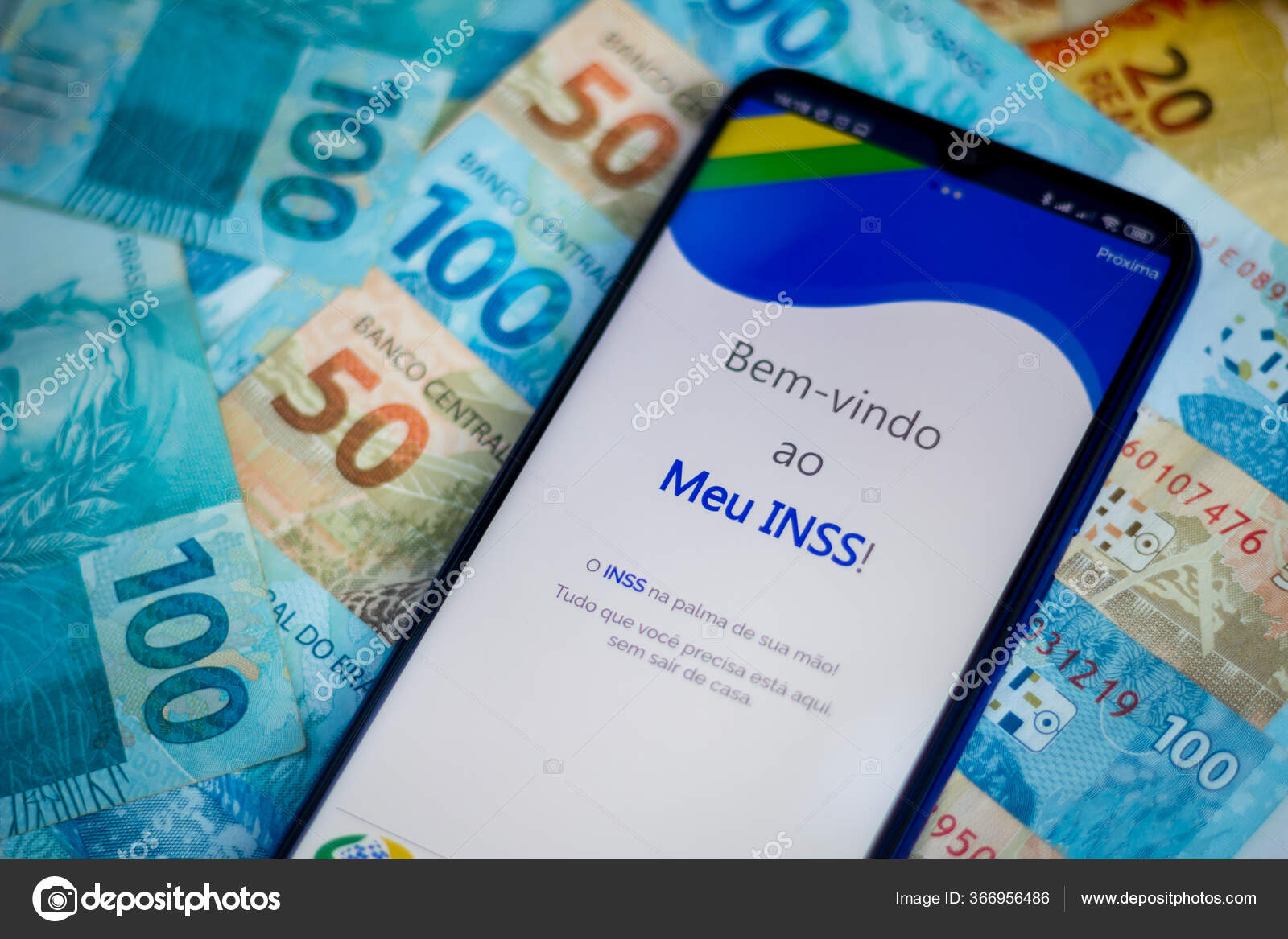 Abril 2020 Brasil Esta Foto Ilustración Aplicación Meu Inss Logo — Foto ...