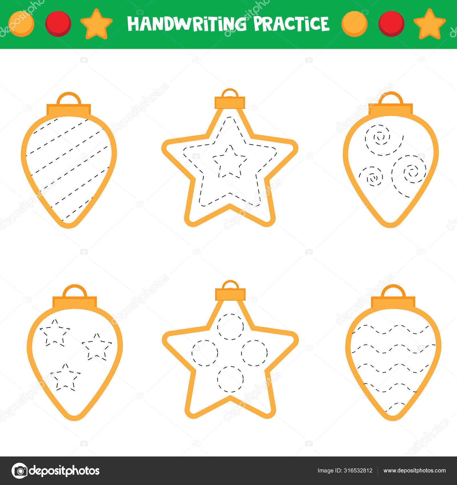 Educational Worksheet Preschool Kids Tracing Lines Trace Christmas ...