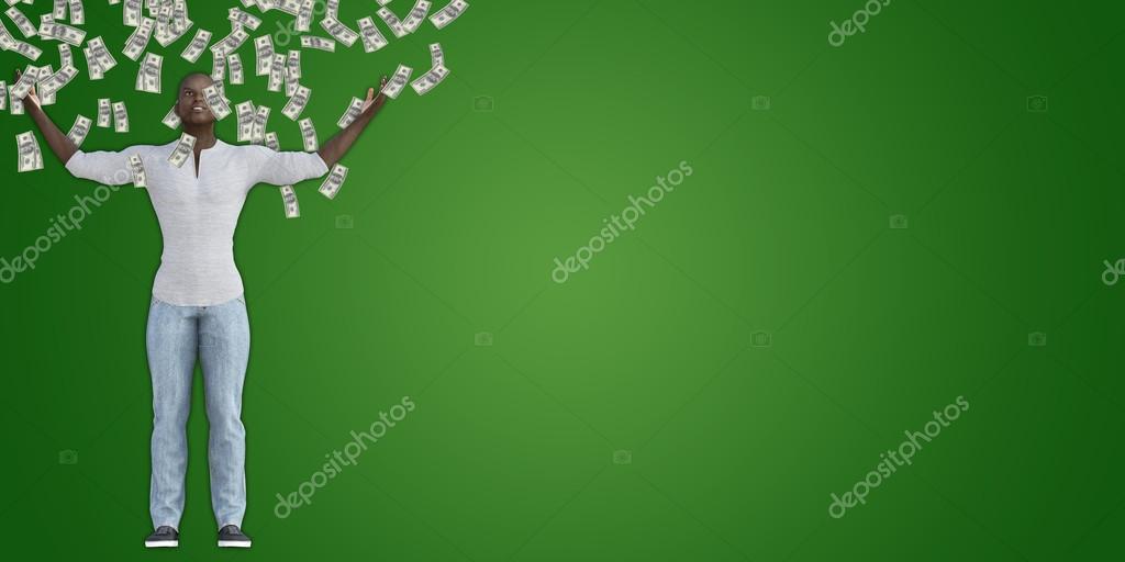 Black Man Catching Money Falling From the Sky — Stock Photo © kentoh ...