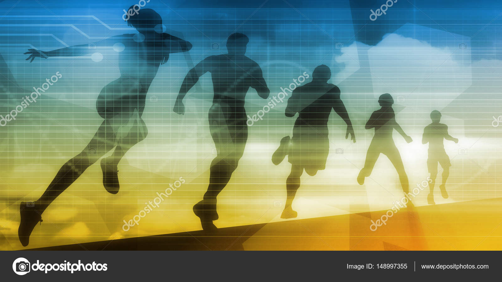 People Running Silhouette Stock Photo by ©kentoh 148997355