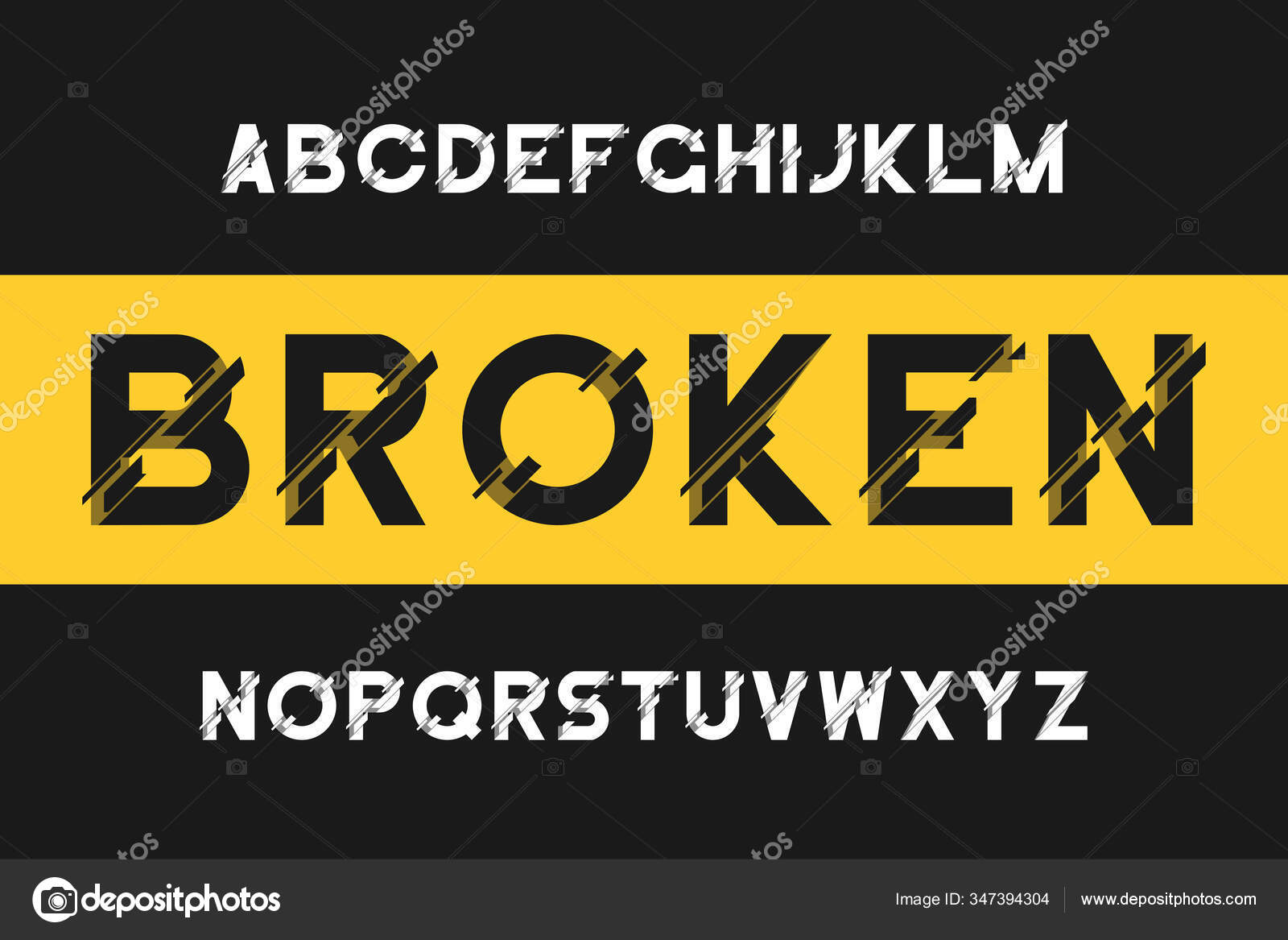 Broken Glitch Fuente Alfabeto Sans Serif Moderno Con Distorsión Fuente ...