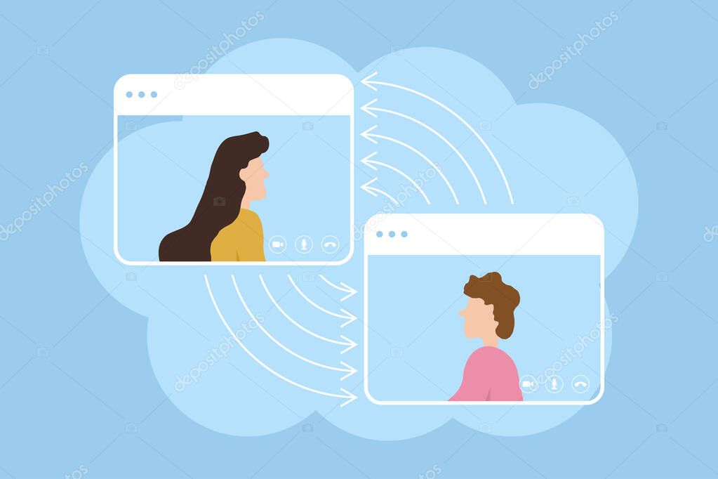 Videollamada. Concepto de reunión en línea, trabajo desde casa y ...