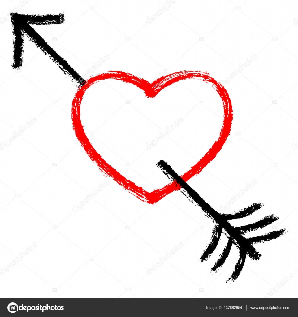 Tegning Av Et Hjerte Med Pil