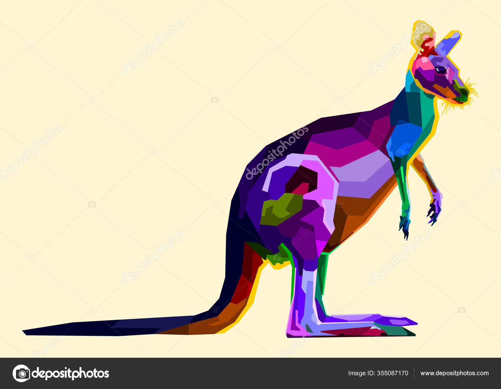 Colorful Kangaroo Pop Art Style Vector Illustration Stock Vector by ...