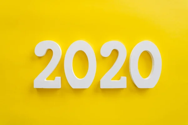 Top View White 2020 Numbers Orange Background Panoramic Shot Stock ...