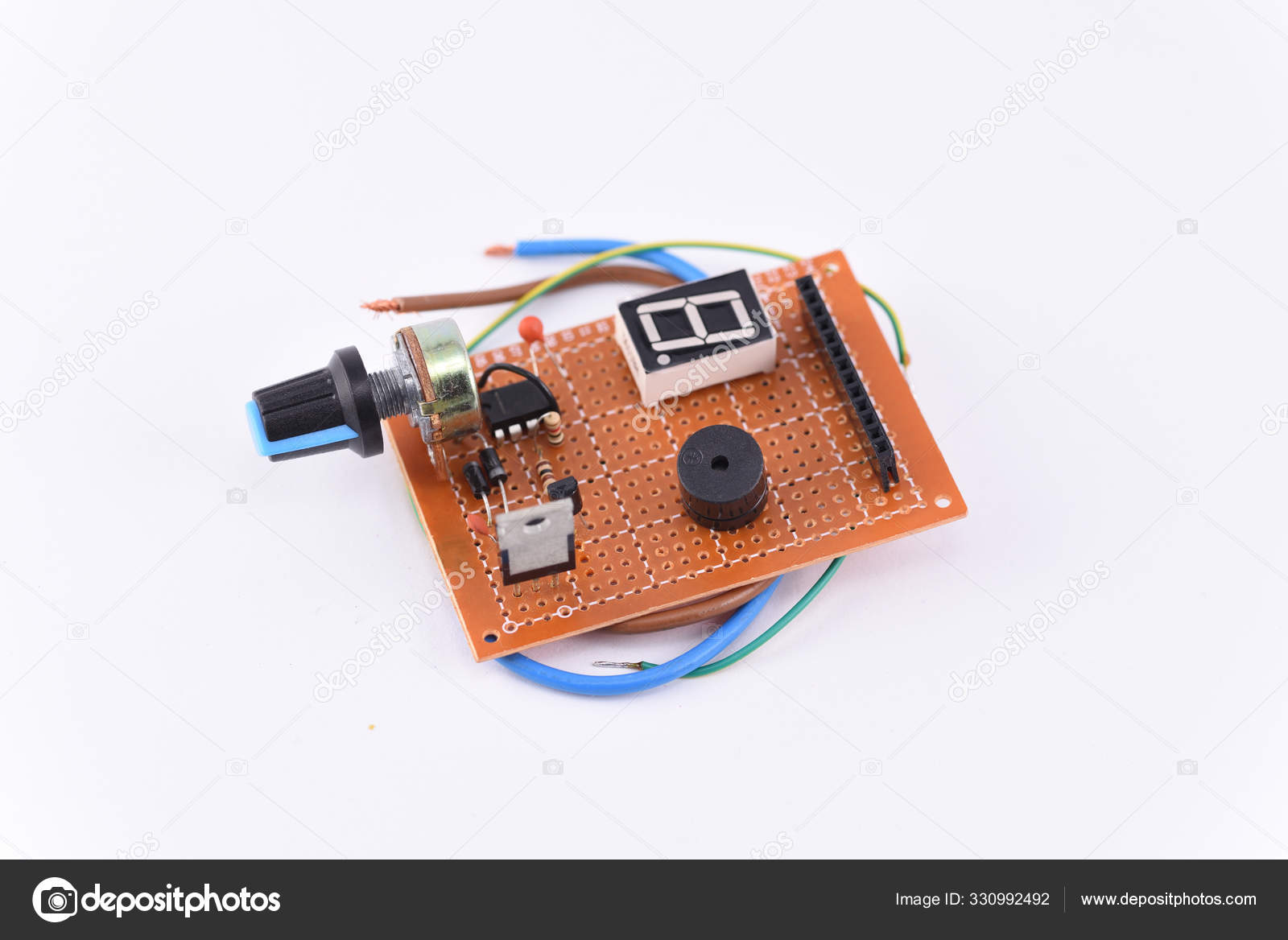Electronic Board Potentiometer White Background Stock Photo by ...