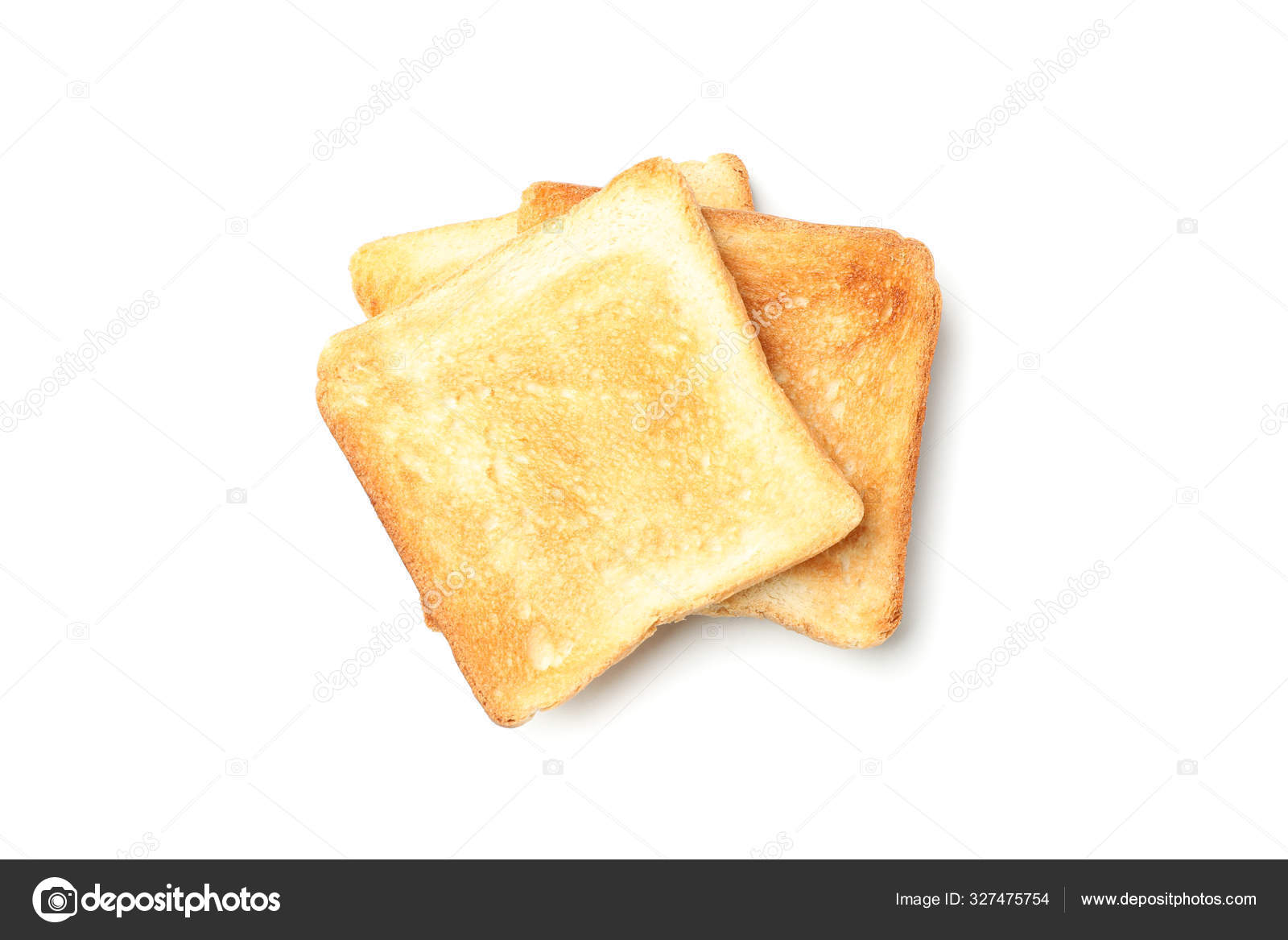 Three slices of bread toasts isolated on white background — Stock Photo ...