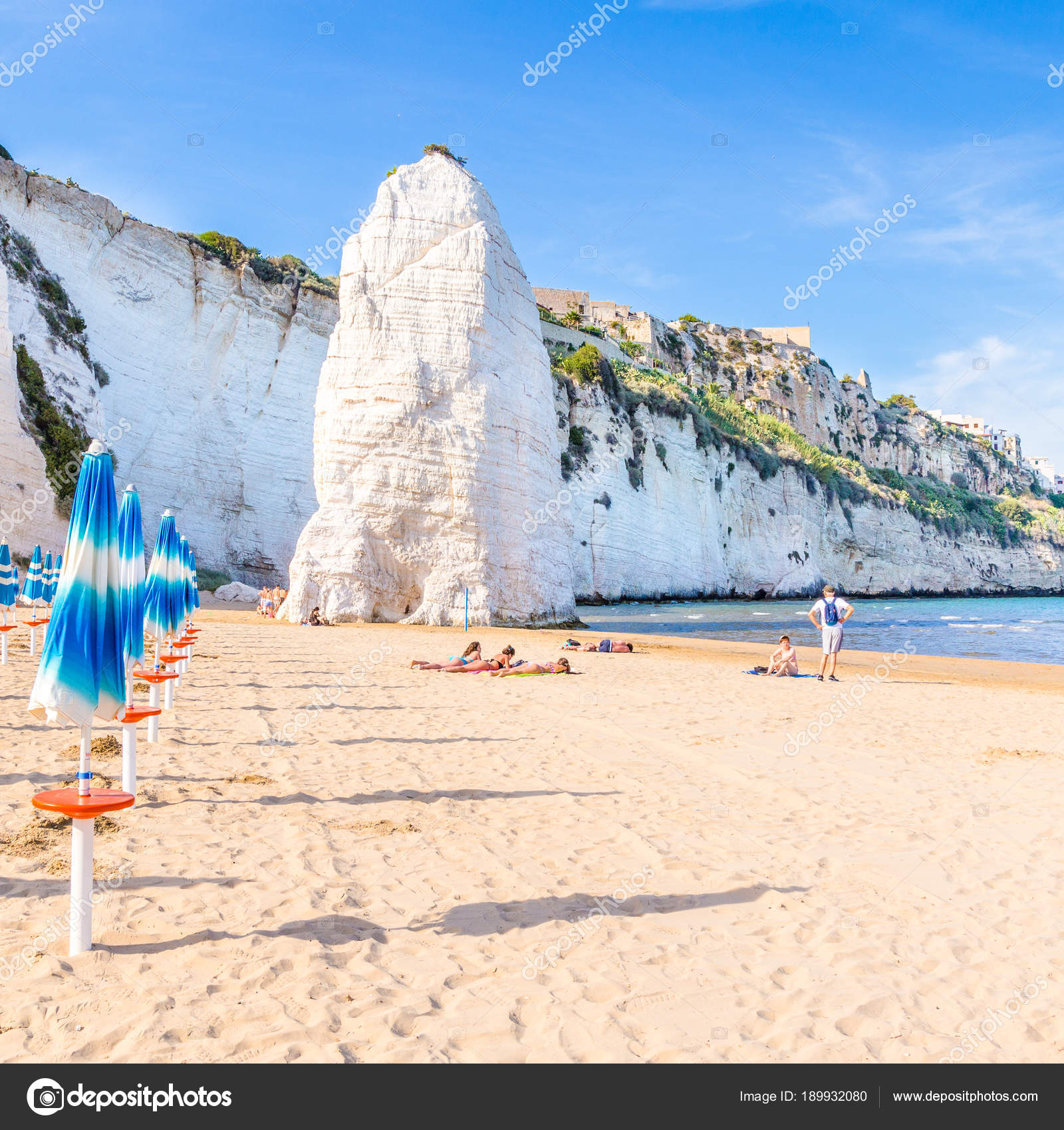 Vieste, Apulia, Italy, 30 May 2017. View of Pizzomunno rock, Vieste ...