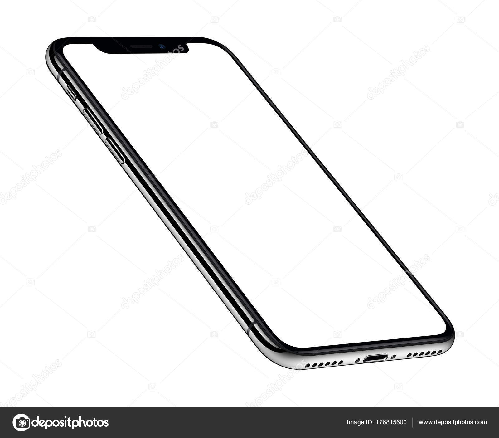 IPhone X. Perspective view isometric smartphone mockup front side CW ...