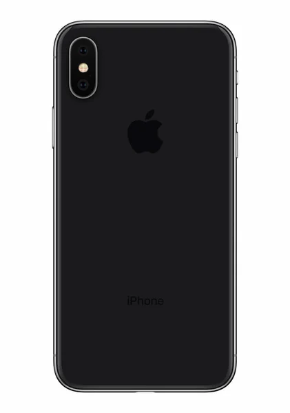 Space Gray Apple iPhone X back side slightly rotated isolated on white ...