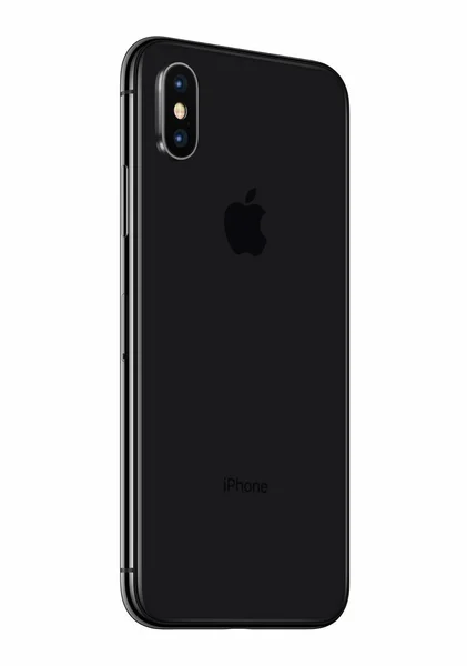 Space Gray Apple iPhone X back side slightly rotated isolated on white ...