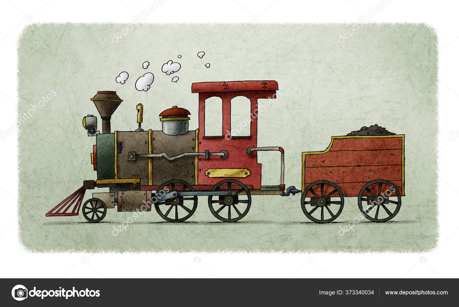 Cartoon Train Engine Side View