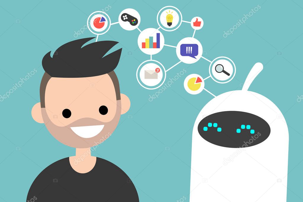 Transferencia de datos ilustración conceptual. Comunicación humana y ...