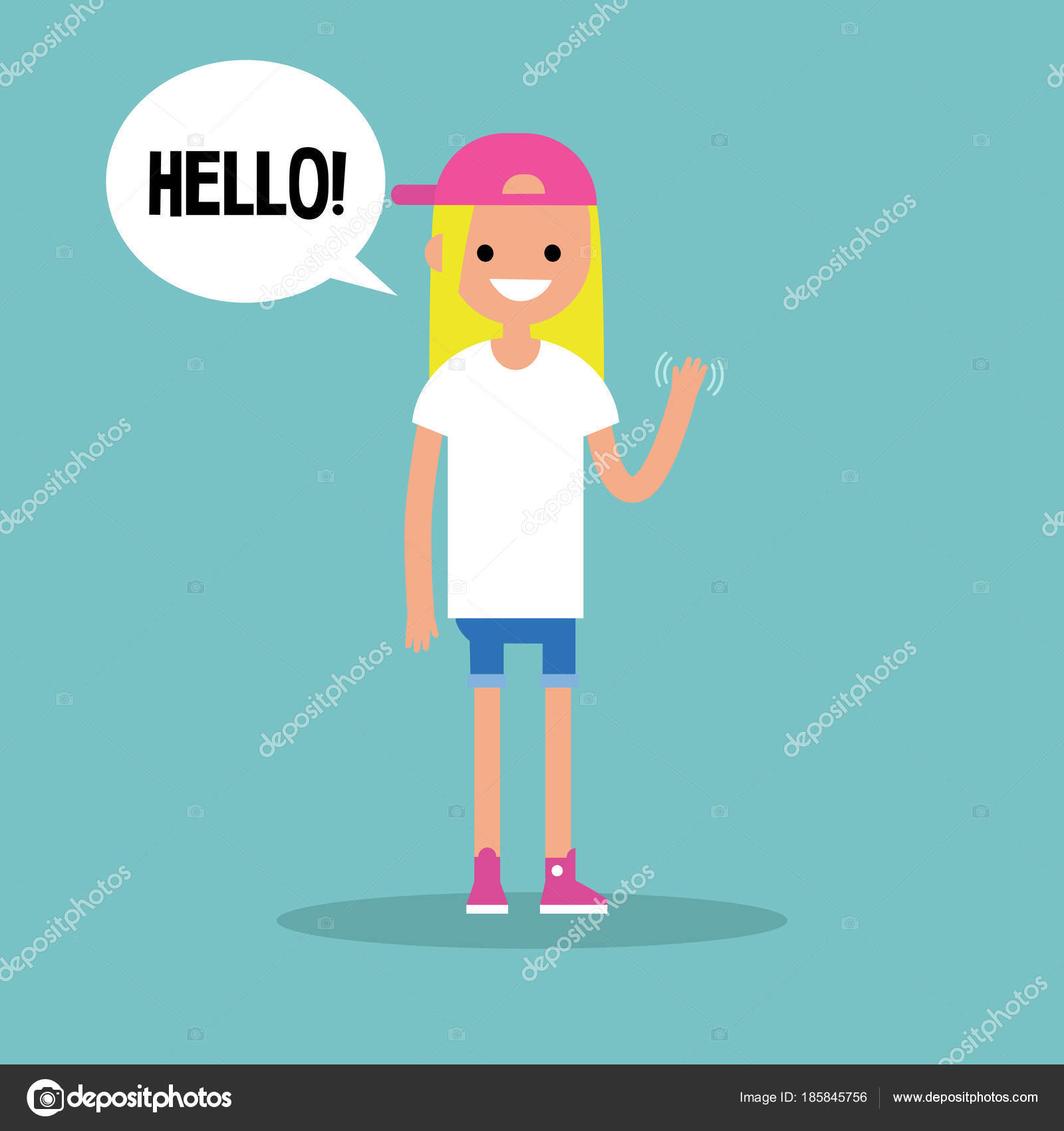 Cartoon Girl Saying Hola