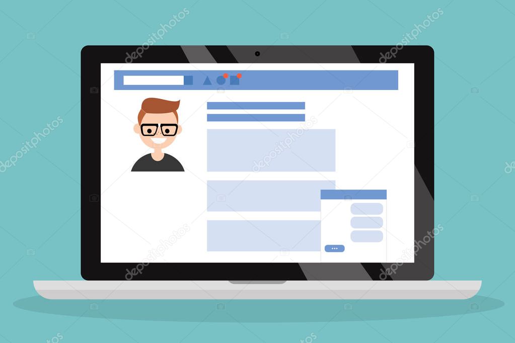 Página de perfil de redes sociales. Ilustración vectorial plana ...