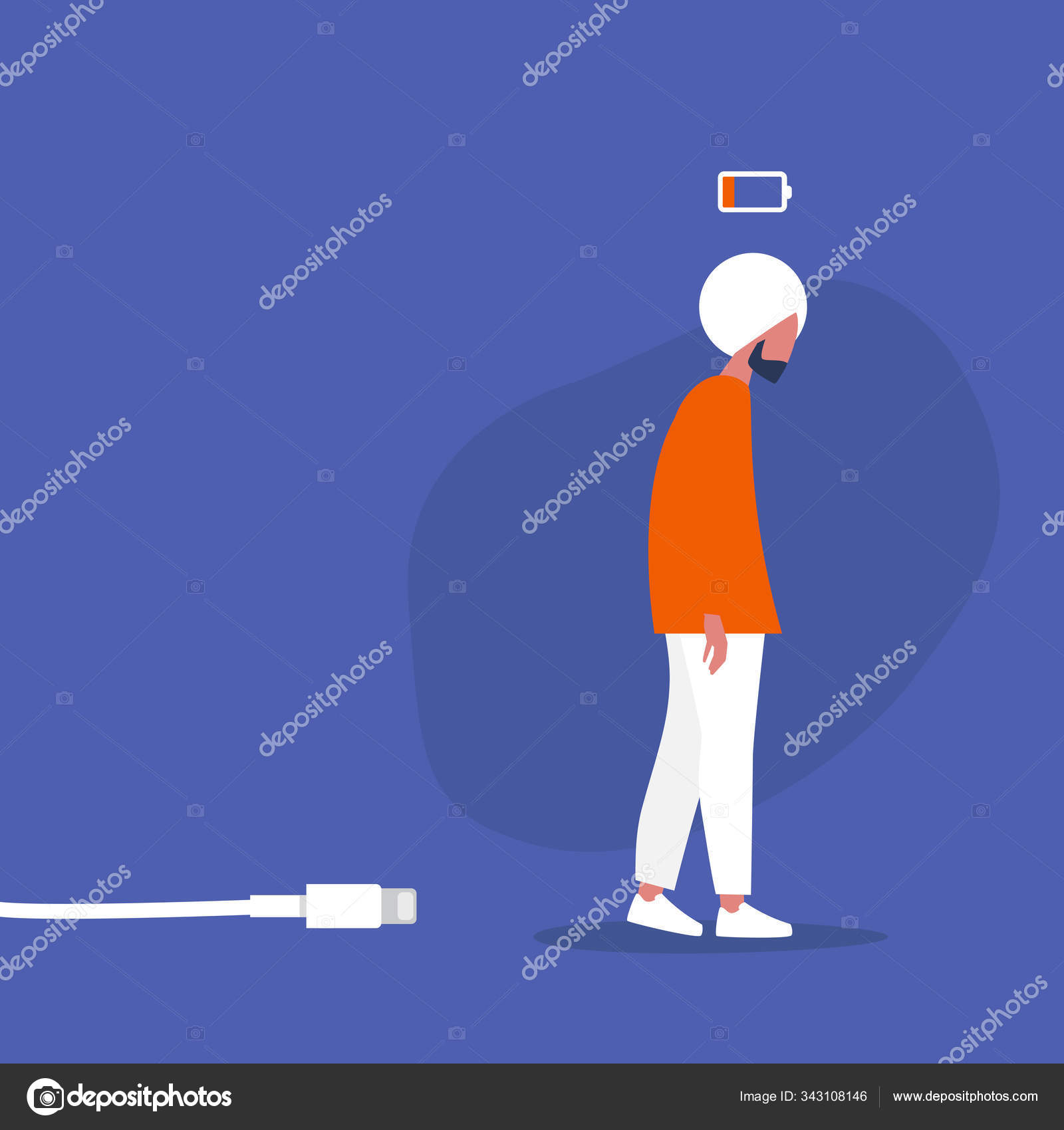 Body budget, low battery conceptual illustration, young exhauste Stock ...