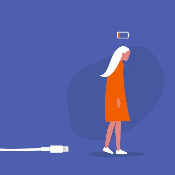 Body budget, low battery conceptual illustration, young exhauste Stock ...